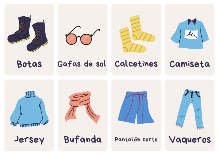 16 Flashcards para aprender los nombres de la ropa | TodoSobreColores